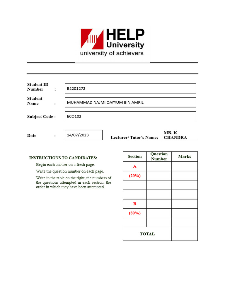 Principle of Macroeconomics (ECO102) - Final Assignment | PDF | Balance Of Trade | Balanced Budget