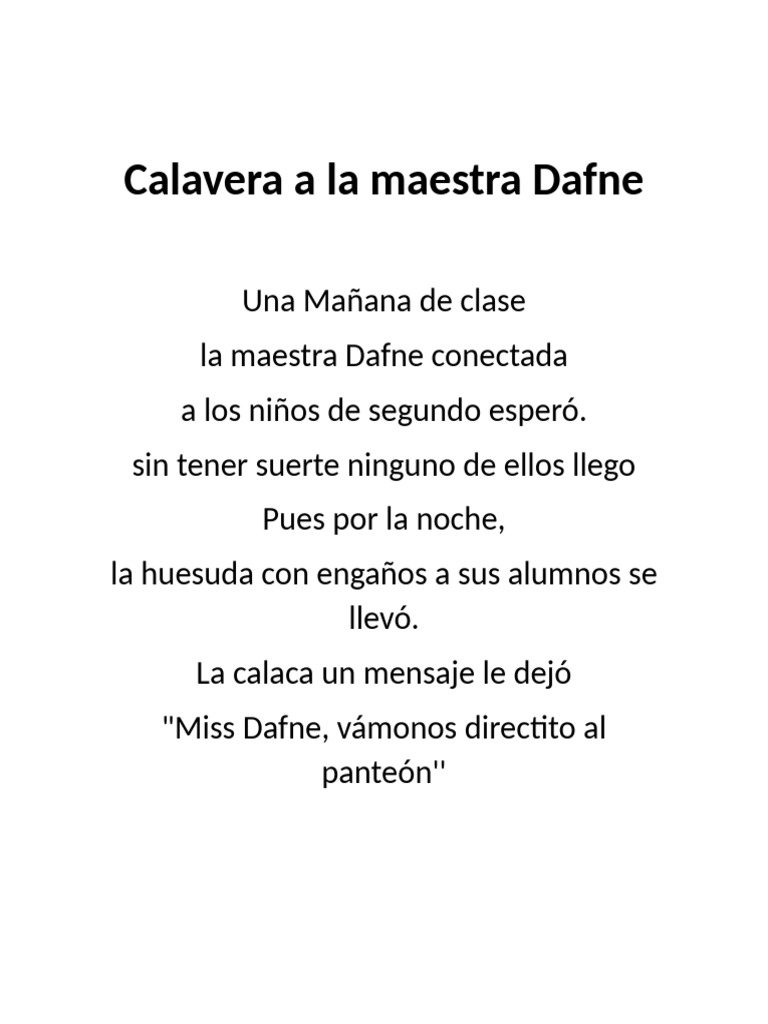 Calavera A La Maestra Dafne | PDF
