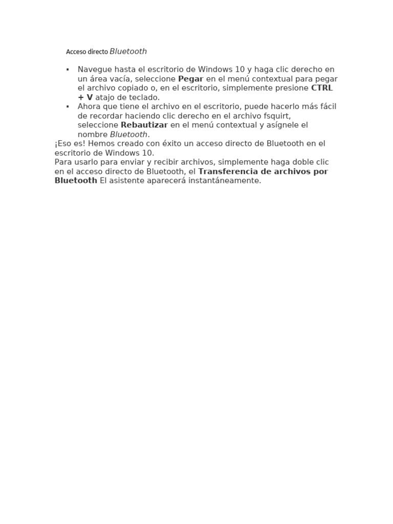 Acceso Directo Bluetooth | PDF
