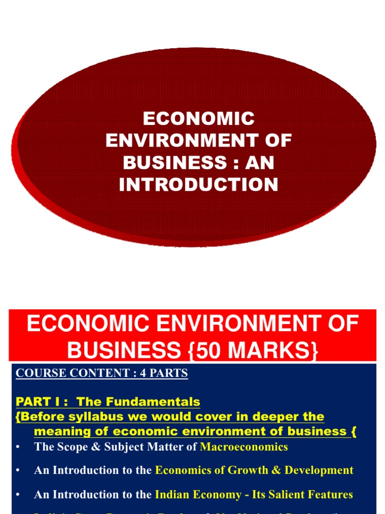 Economic Environment of Business (an Introduction) | Strategic ...