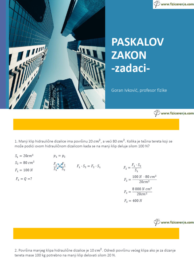 Paskalov Zakon Zadaci | PDF