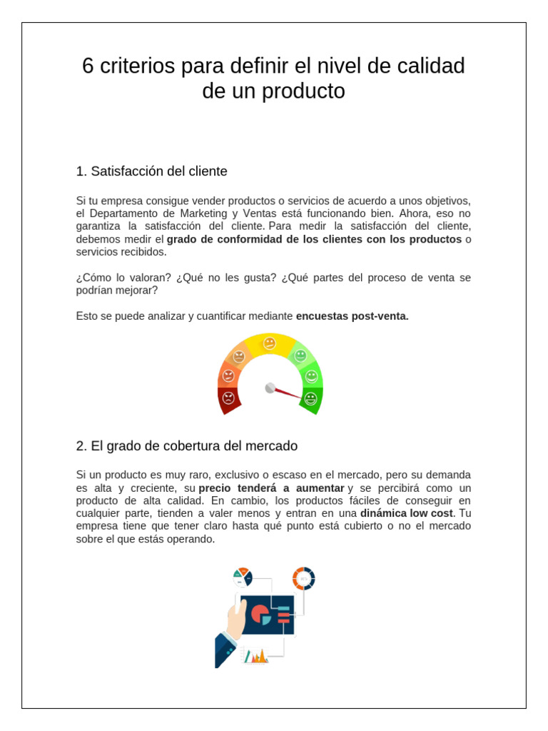 6 Criterios para Definir El Nivel de Calidad de Un Producto | PDF ...