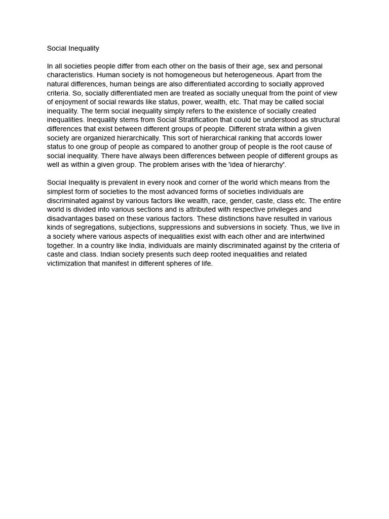 Understanding Social Inequality Factors | PDF