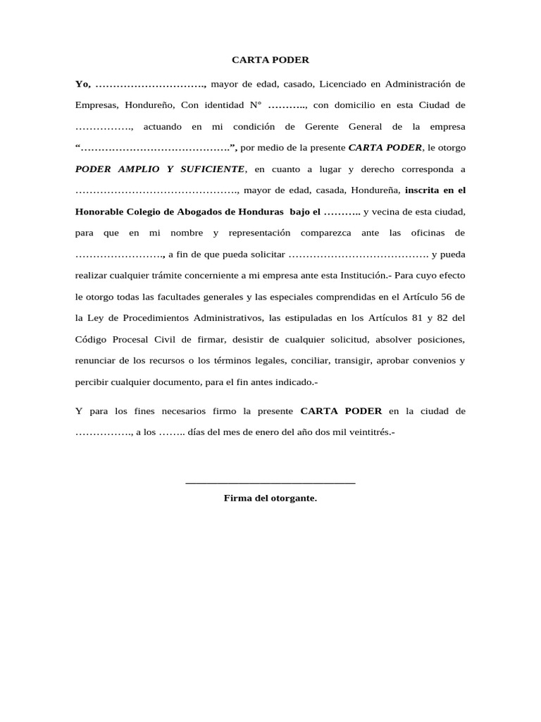 Formato Carta Poder | PDF