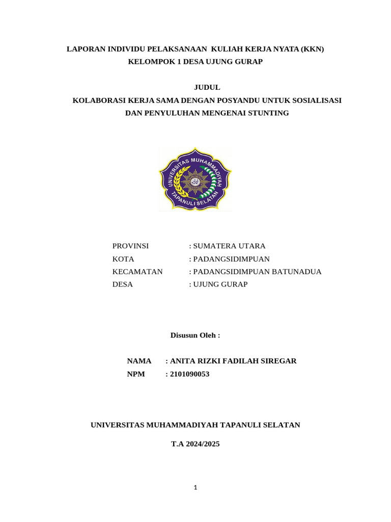 Laporan KKN Individu Anita | PDF