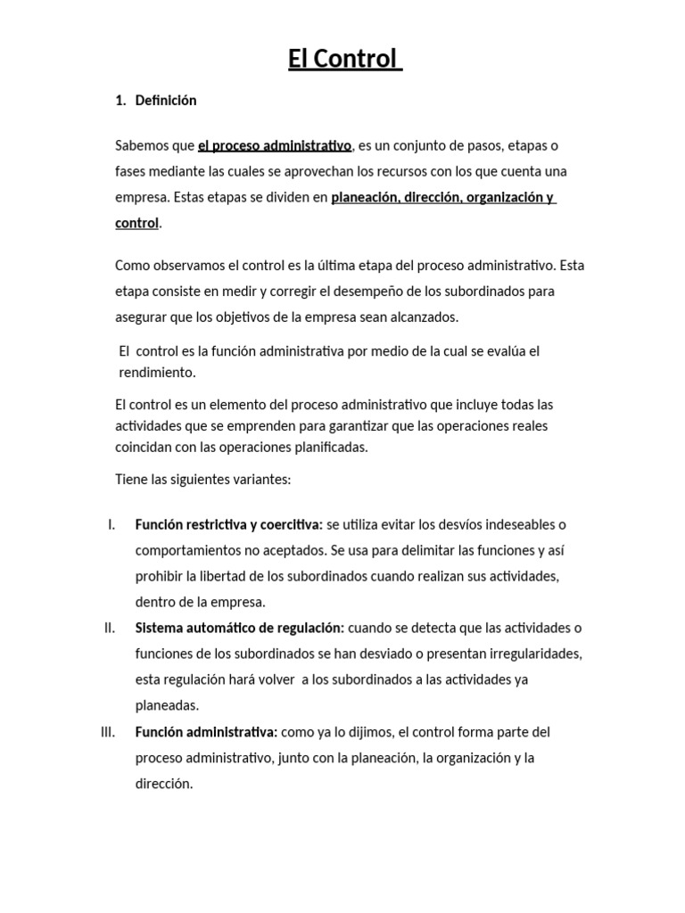 El Control Administrativo | PDF | Planificación