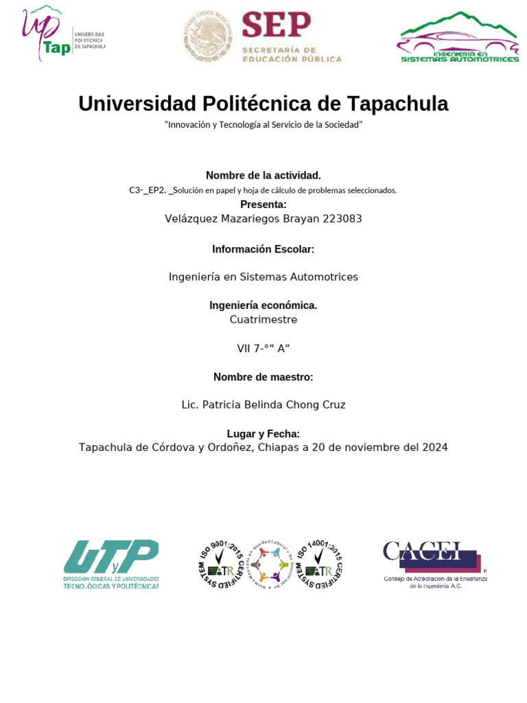 C3-EP2.Solución de Problemas en Papel y Hojas de Cálculos. | PDF