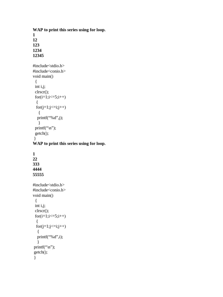 4.WAP To Print This Series Using For Loop | PDF