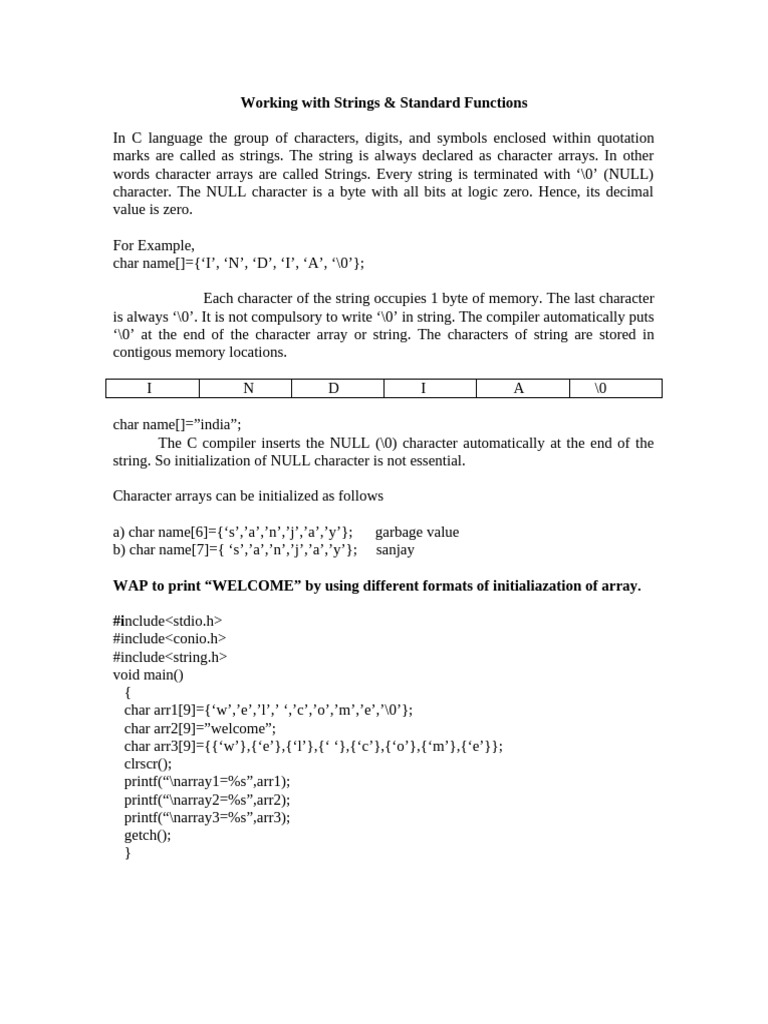 C String Manipulation and Functions | PDF | String (Computer Science) | C (Programming Language)