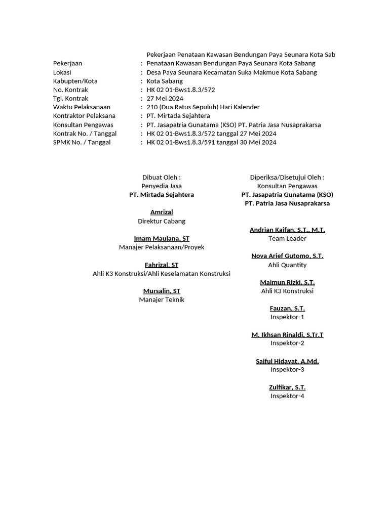 Laporan Harian RKK | PDF