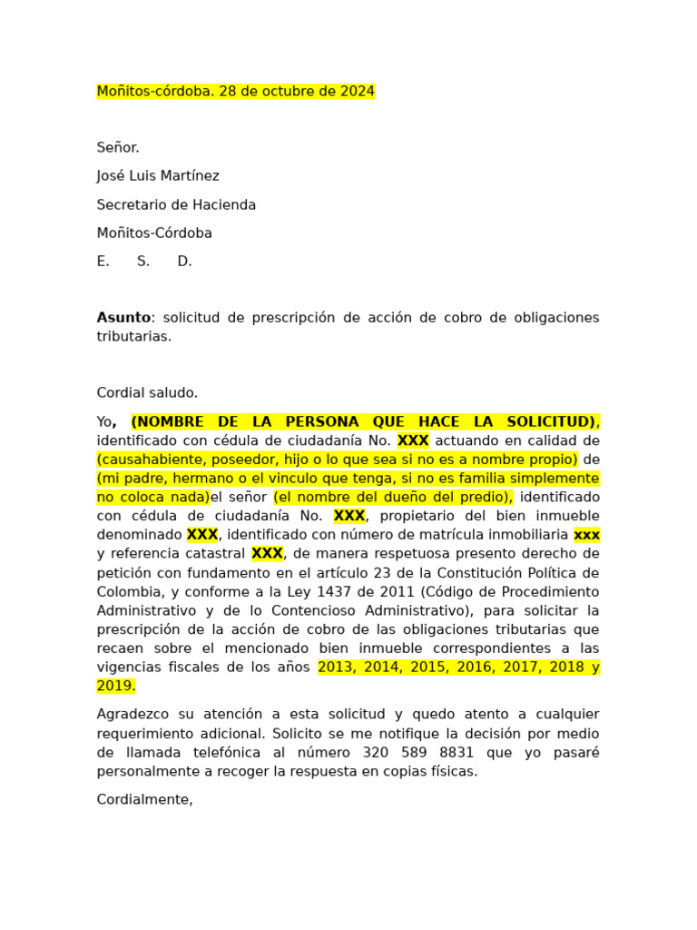 Solicitud de Prescripción de Deuda Tributaria | PDF