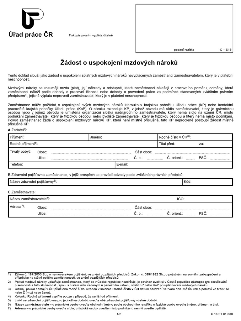 Zadost-o-uspokojeni-mzdovych-naroku | PDF