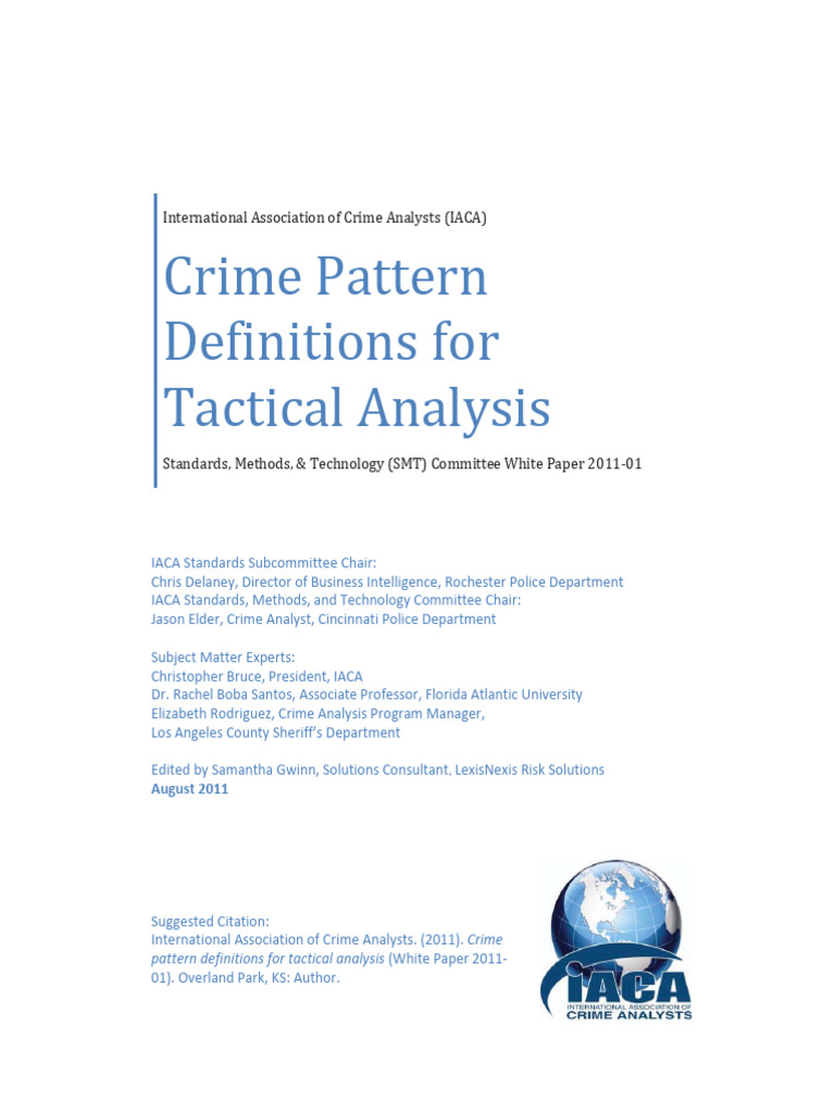 Crime Pattern Definitions For Tactical Analysis | PDF