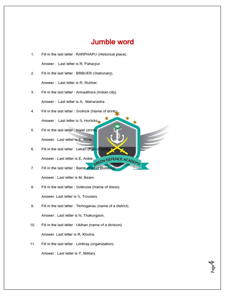 Jumble Word 1 | PDF