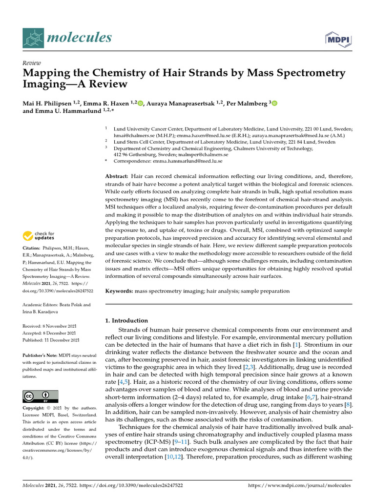 Mapping The Chemistry of Hair Strands by Mass Spec | PDF | Mass ...