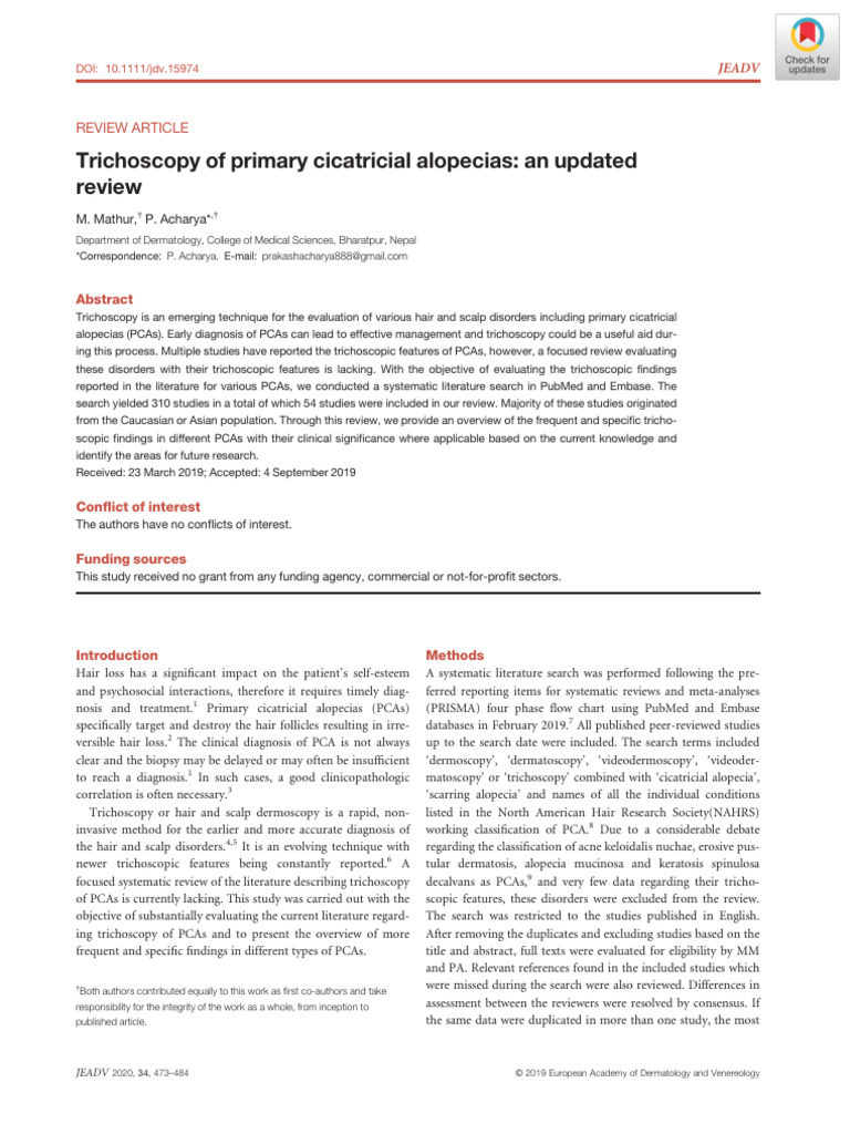 Trichoscopy Insights on Cicatricial Alopecias | PDF | Hair Loss | Hair