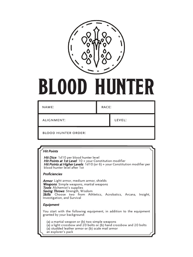 A4 - Blood Hunter | PDF