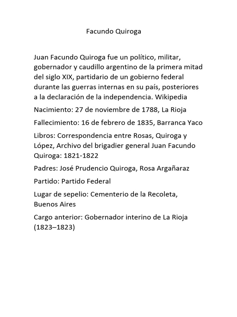 Facundo Quiroga | PDF