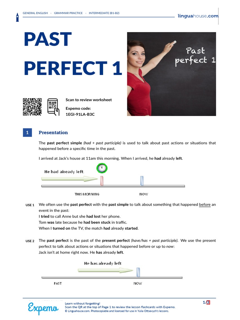 Past Perfect 1 British English Student B1 B2 | PDF | Syntax | Language Mechanics