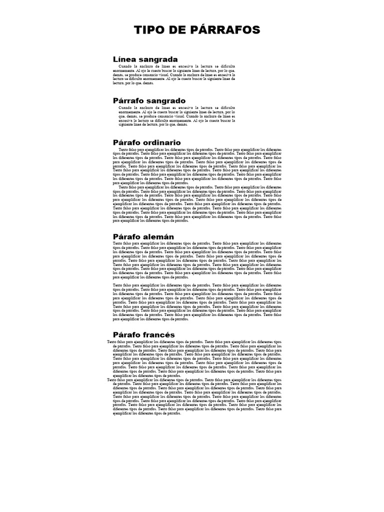 Tipos de Párrafos y su Efecto en la Lectura | PDF