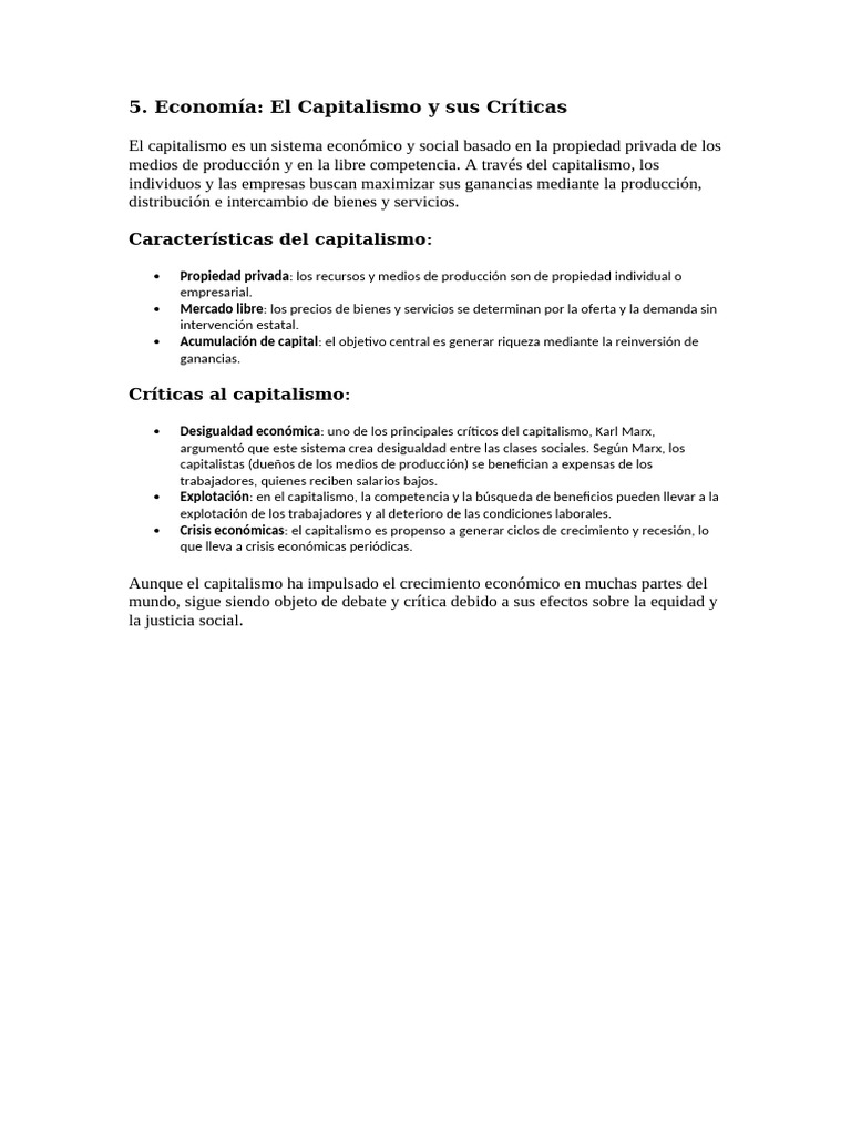 Críticas al Capitalismo y sus Efectos | PDF