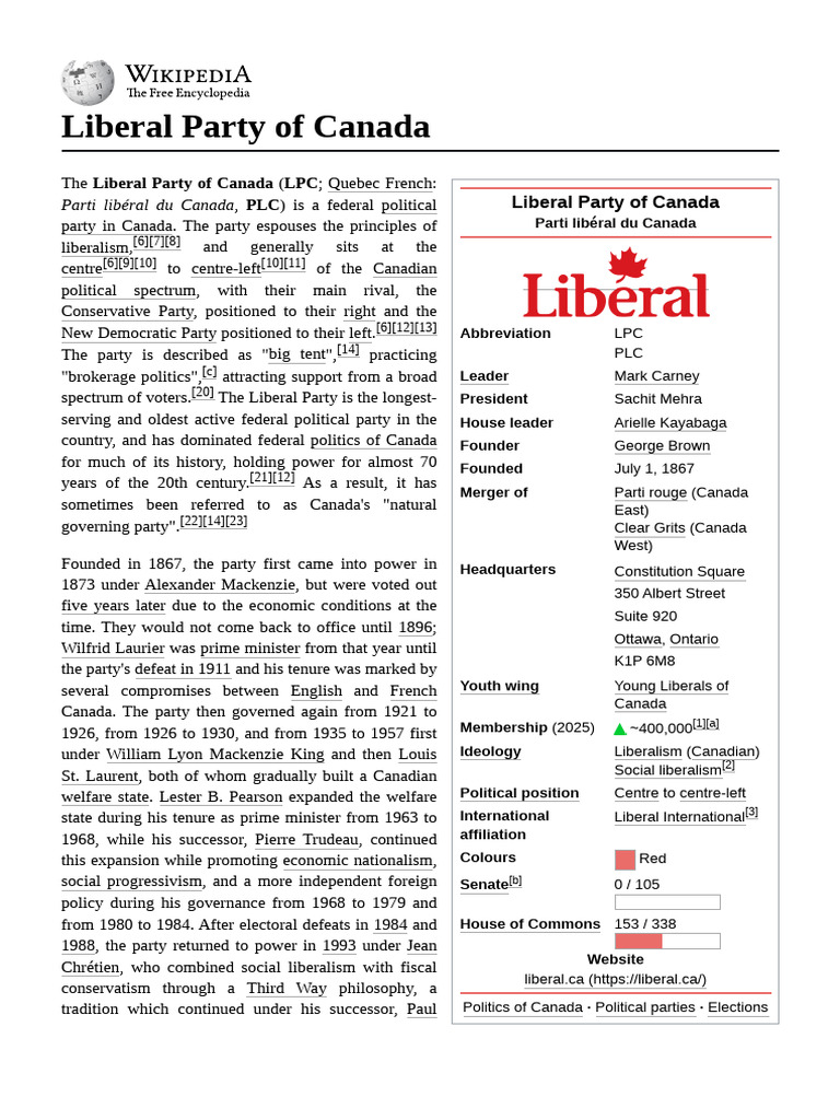 Liberal Party of Canada | PDF | Pierre Trudeau | Provinces And ...