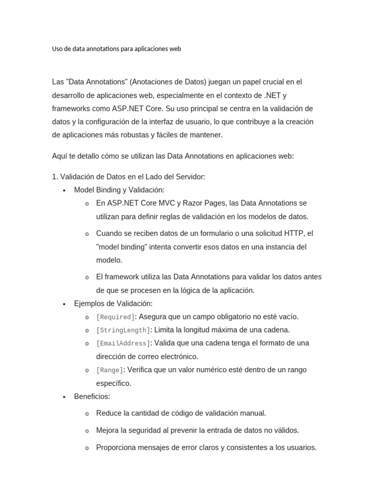 Data Annotations en Aplicaciones Web .NET | PDF | Aplicación web ...