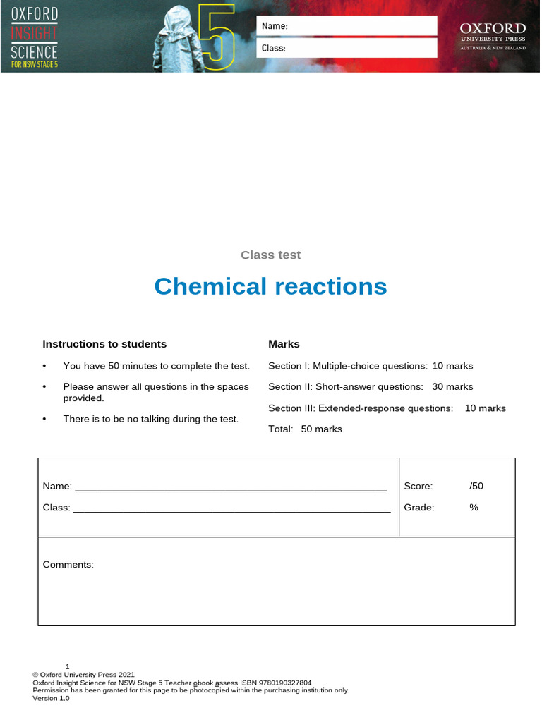 Chemical Reactions and Acids and Bases TEST | PDF | Acid | Chemical ...