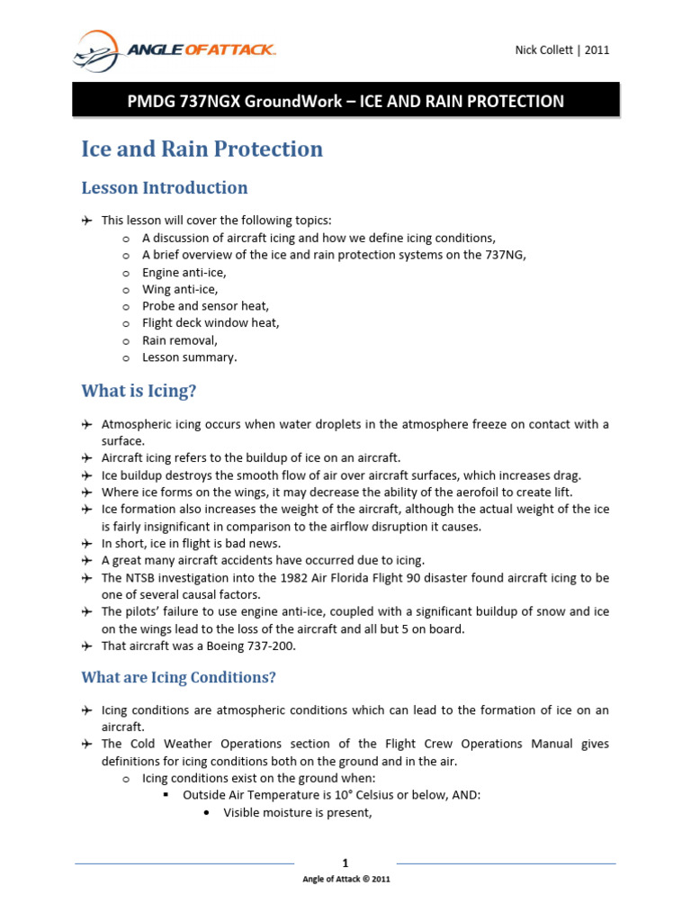 Aoa 737NGX Groundwork Ice Rain English Transcript | PDF | Window | Ice