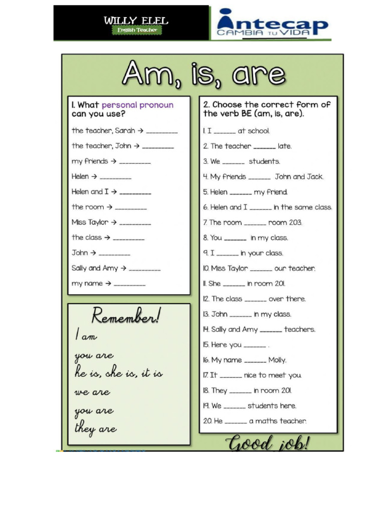 To Be Exercises | PDF