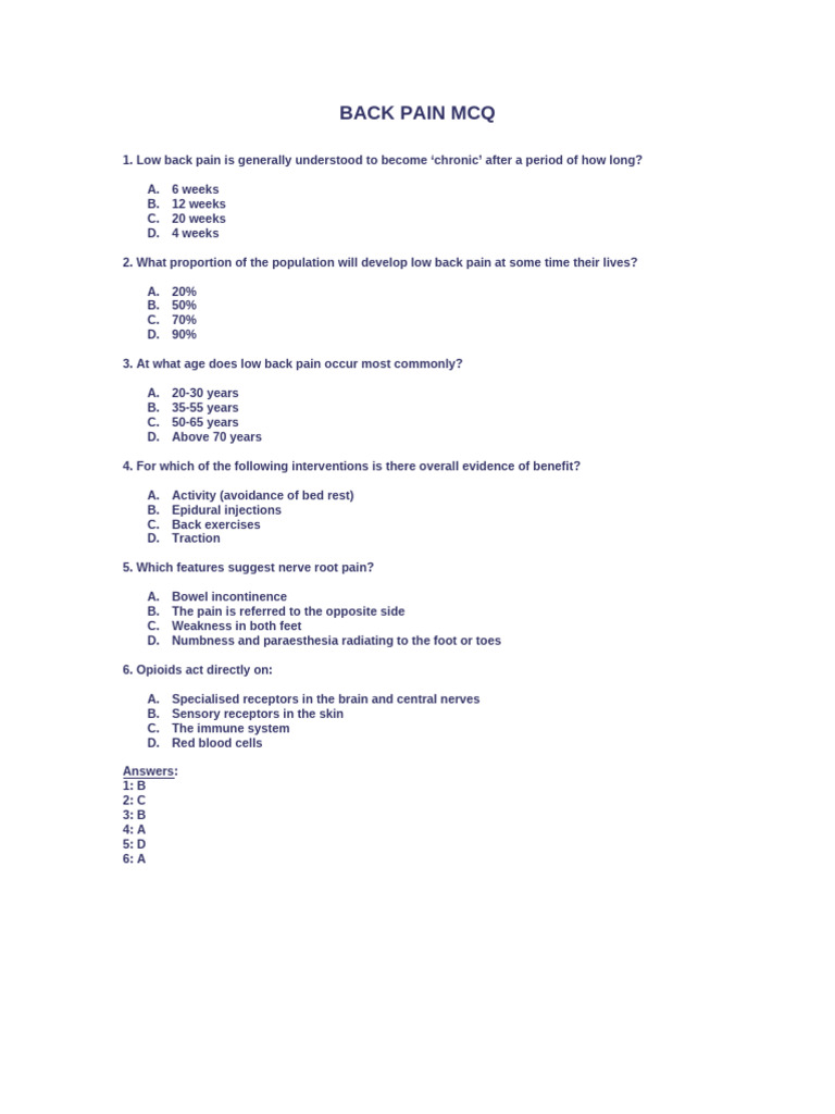 Back Pain Q&A | PDF