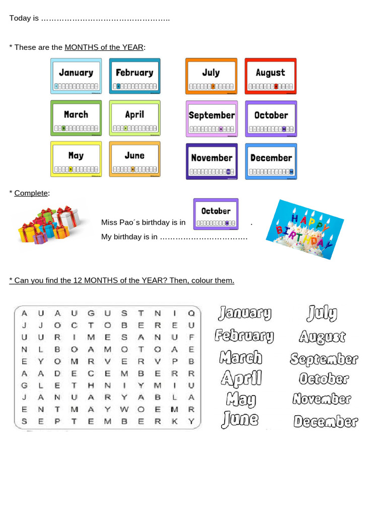Class-12 Months of The Year (IMPRIMIR) | PDF