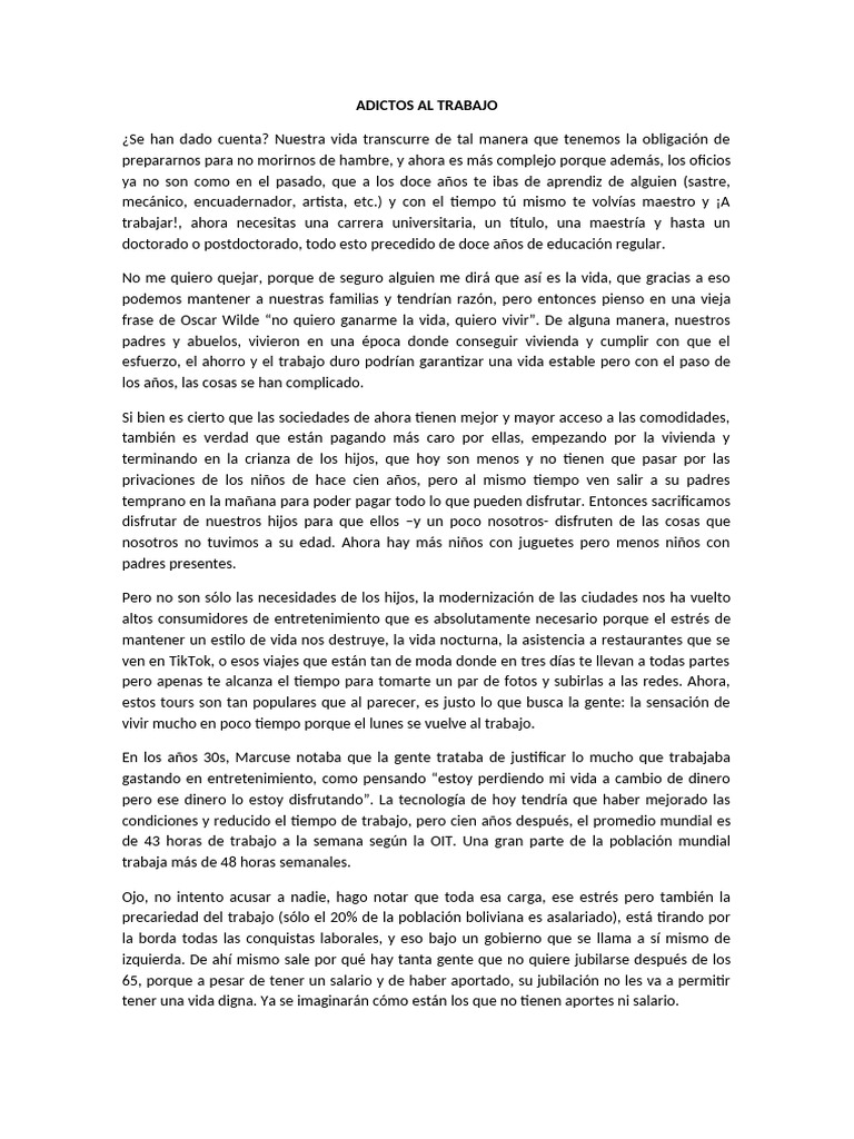 ADICTOS AL TRABAJO | PDF