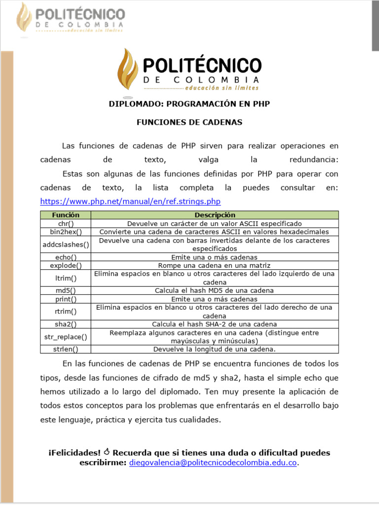 Modulo 1 - Funciones de Cadenas | PDF