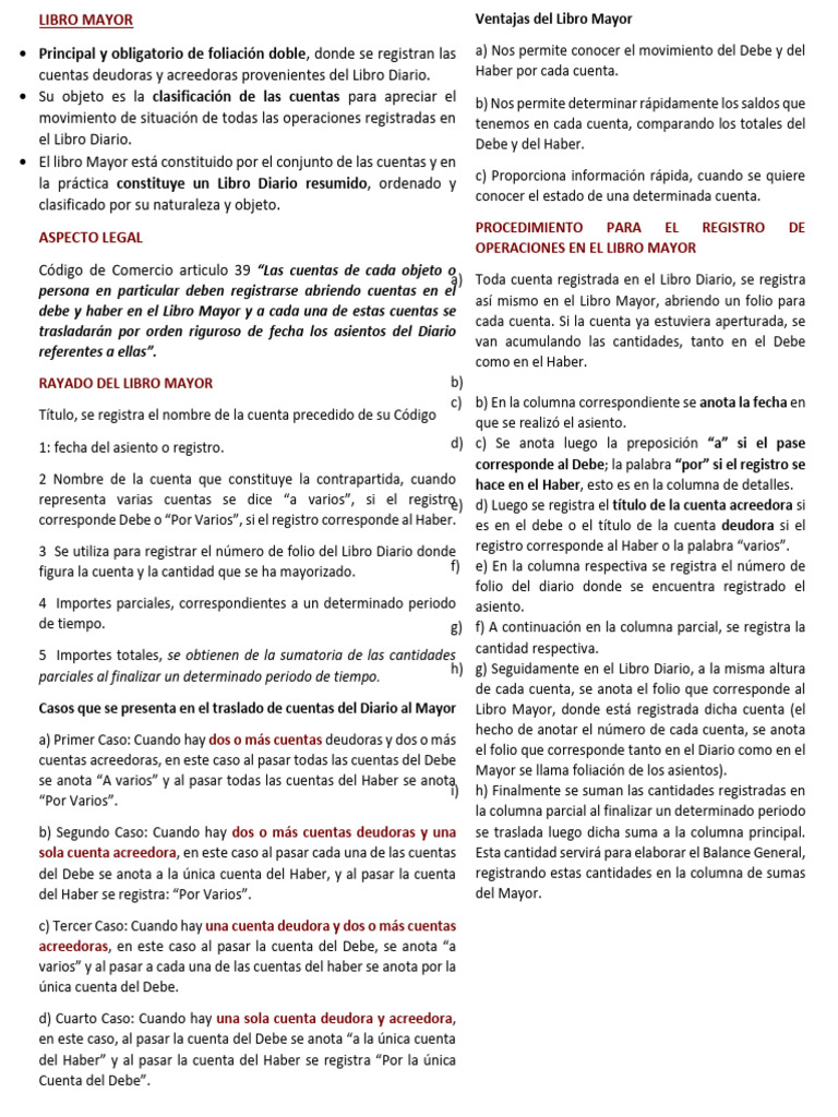 Guía del Libro Mayor y su Función | PDF | Bancos | Dinero