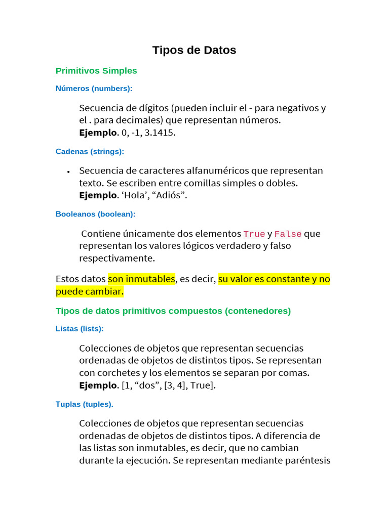 Tipos de Datos | PDF | Lenguaje de programación | Tipo de datos