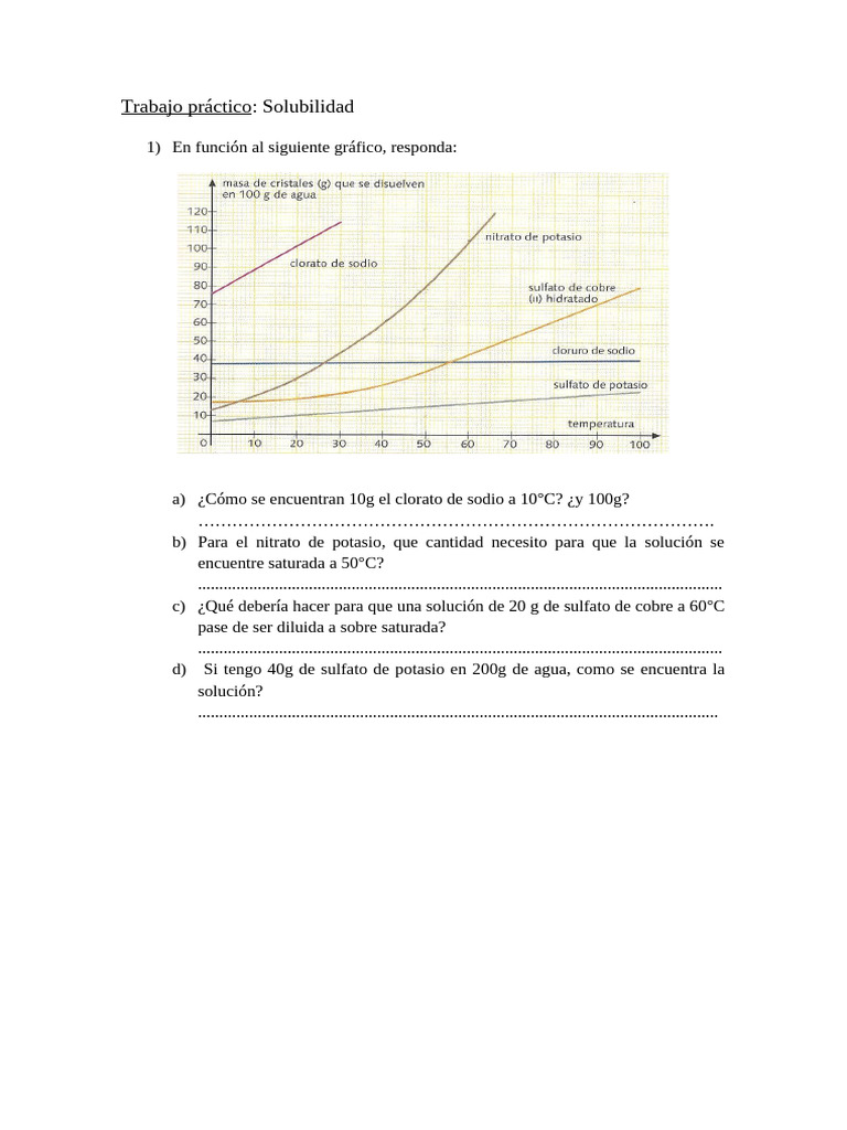 Solubilidad de Sales a Diferentes Temperaturas | PDF