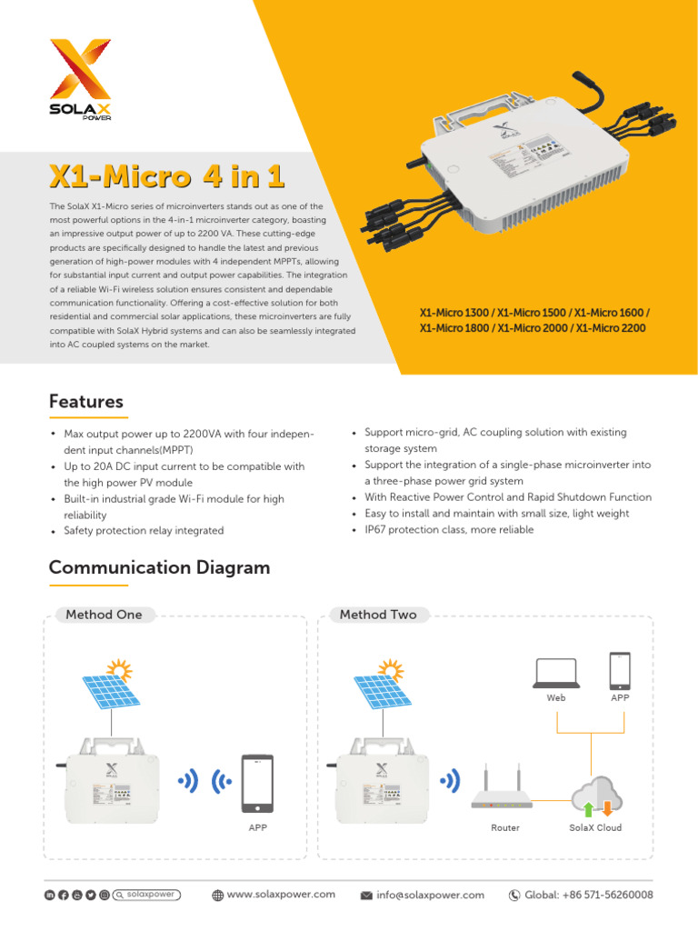 Datasheet - SolaX Microinversor X1-Micro 2000 | PDF | Electronic Engineering | Electromagnetism