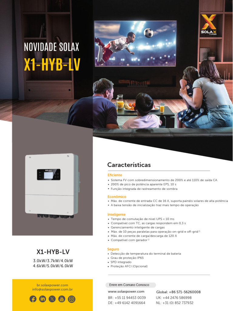 Datasheet - SolaX Híbrido 5K - X1-HYB-5.0-LV (PT-BR) | PDF | Corrente ...