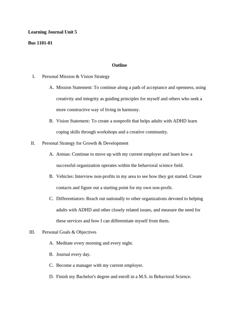 Learning Journal Unit 5 | PDF | Intellectual Disability | Psychological Concepts