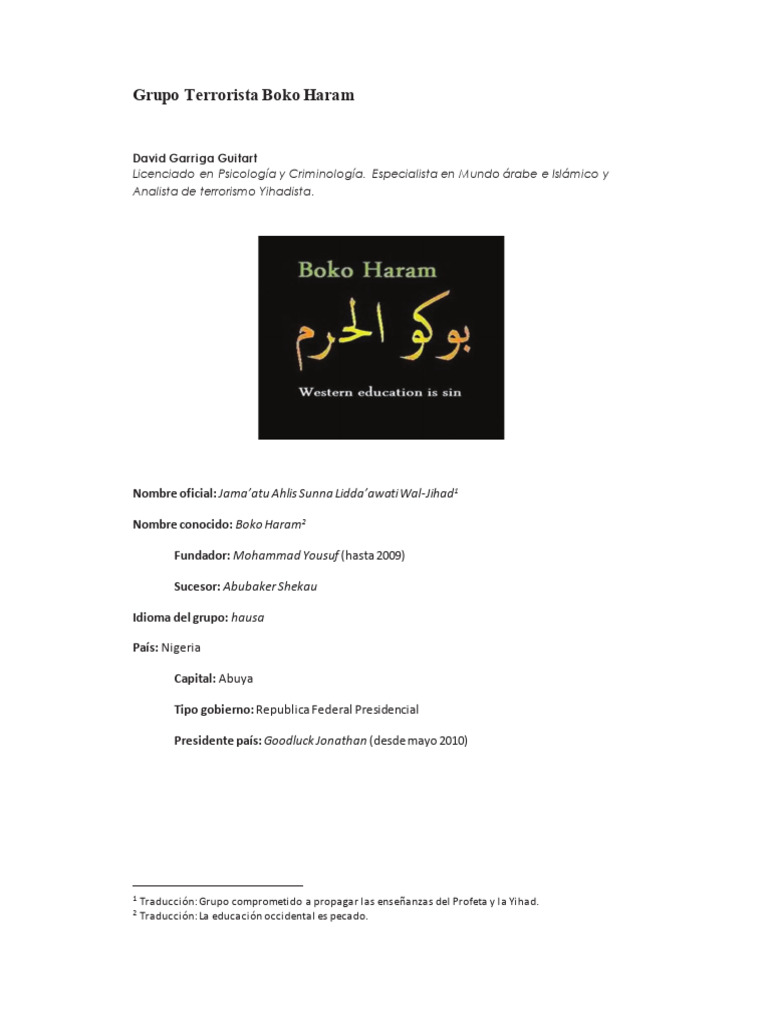 Grupo Terrorista Boko Haram | PDF | Boko Haram | Política mundial