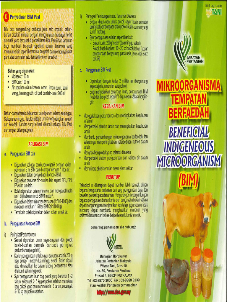 Pamplet Mikroorganisma Tempatan Berfaedah BIM | PDF
