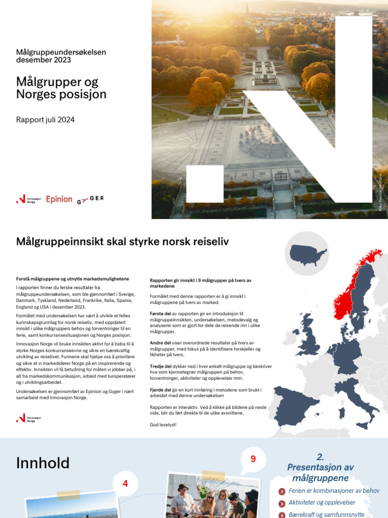 Målgrupper Og Norges Posisjon - Turisme - 2024 | PDF
