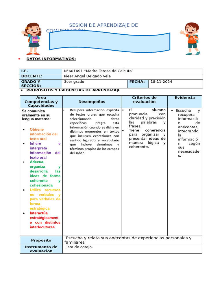 se comunica oralmente en su lengua materna | PDF | Aprendizaje | Ciencia cognitiva