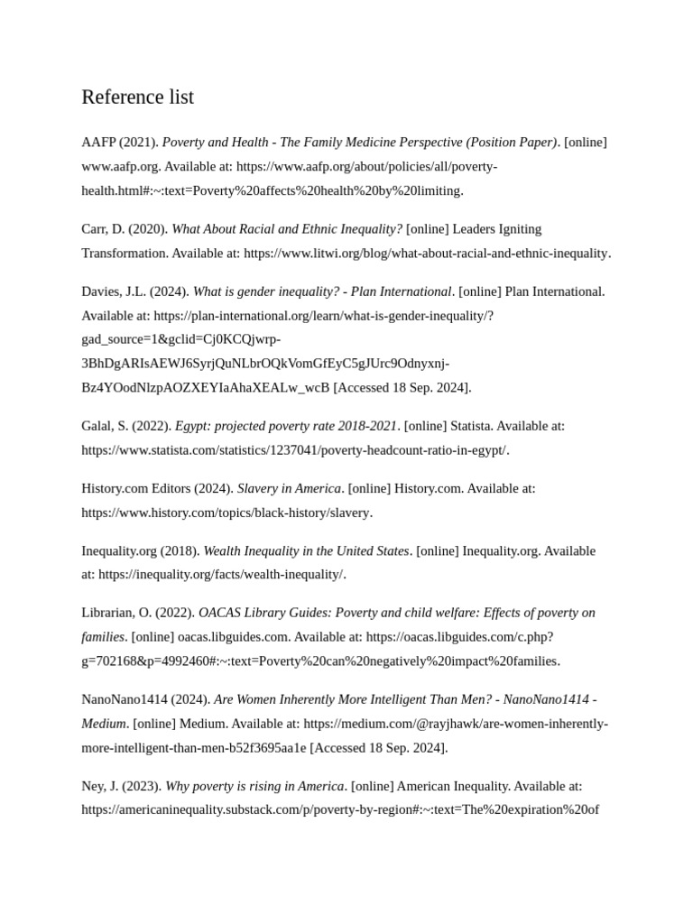 Group Project Reference List | PDF | Economic Inequality ...