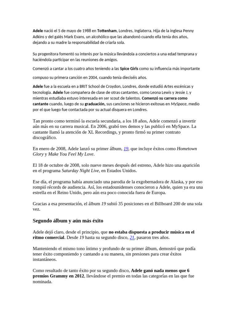 Adele Trabajo Eca | PDF | Adele | Musica Popular