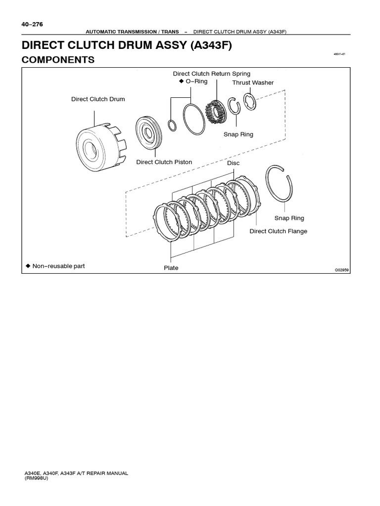 Direct Clutch Drum Assy (A343F) : Components | PDF