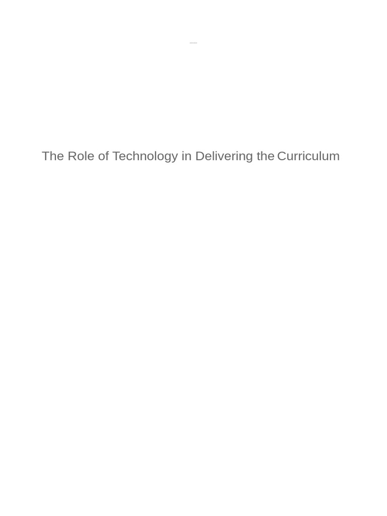 The Role of Technology | PDF | Curriculum | Educational Technology