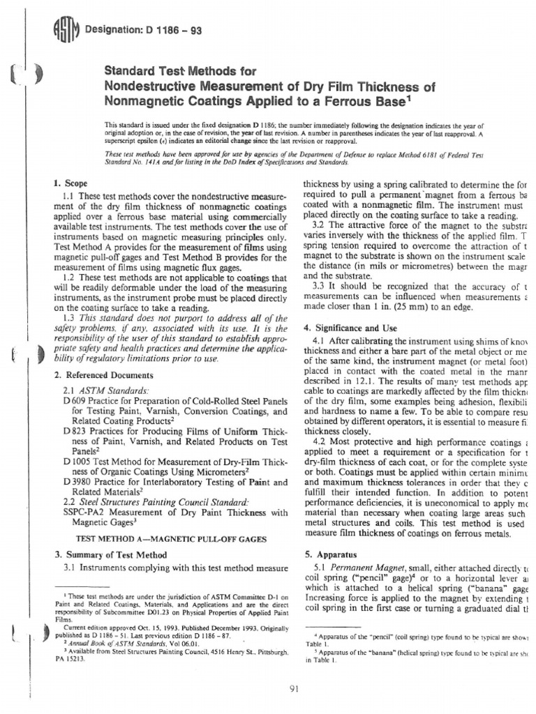 ASTM D 1186-93 EPS No Destructivo - Equipos Magneticos y Electricos | PDF