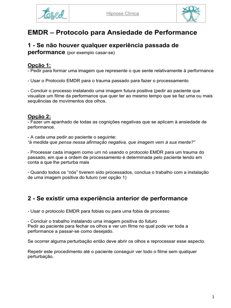 9 EMDR Protocolo para Ansiedade de Performance | PDF